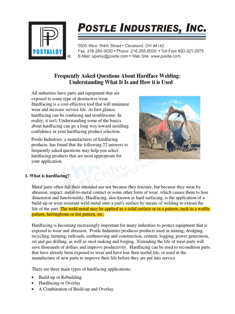 Frequently Asked Questions About Hardfacing | PDF | Welding | Construction