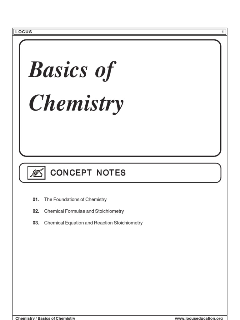 Basics of Chemistry - I | PDF | Mixture | Chemical Elements