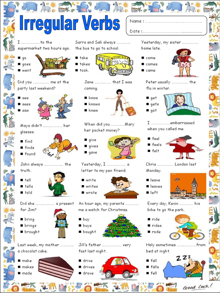 Irregular Verbs Present Past Pdf Leisure