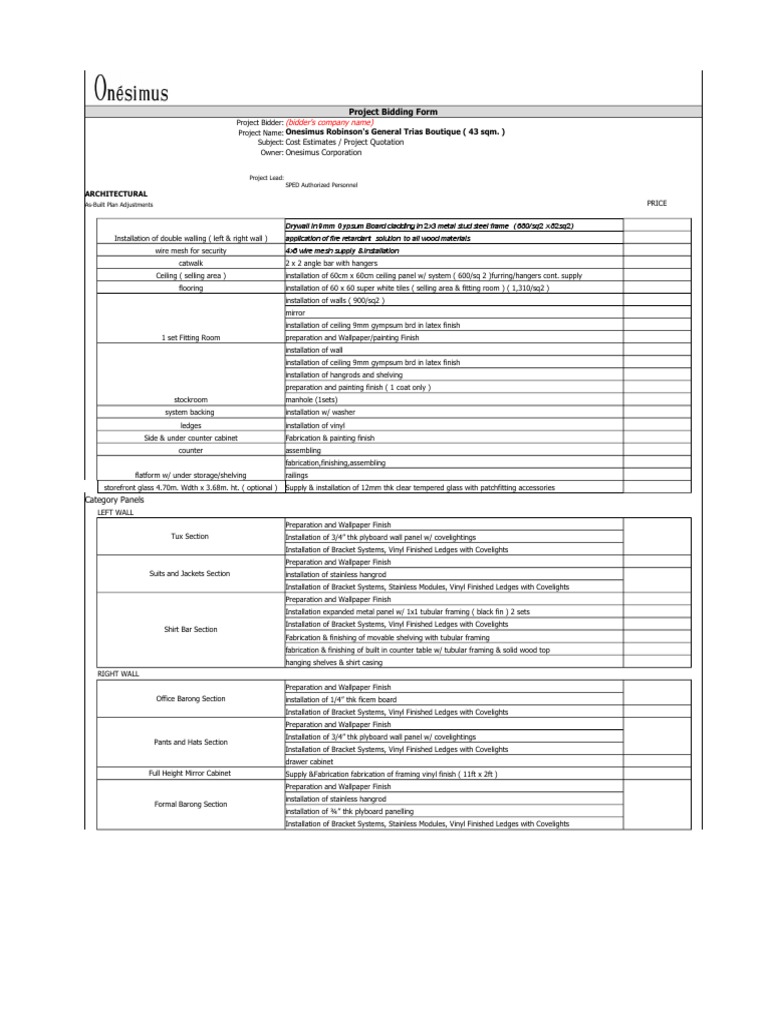 Quotation Template For Contractors | PDF | Drywall | Building Engineering