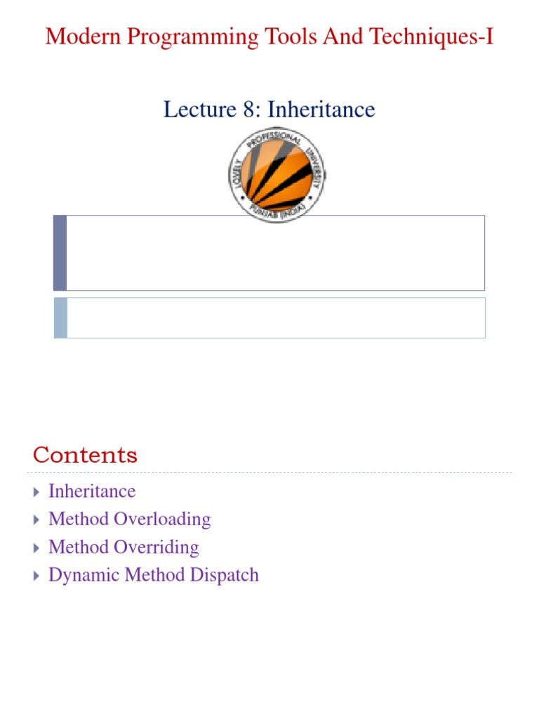 Modern Programming Tools And Techniques I Lecture 8 Inheritance Pdf Inheritance Object