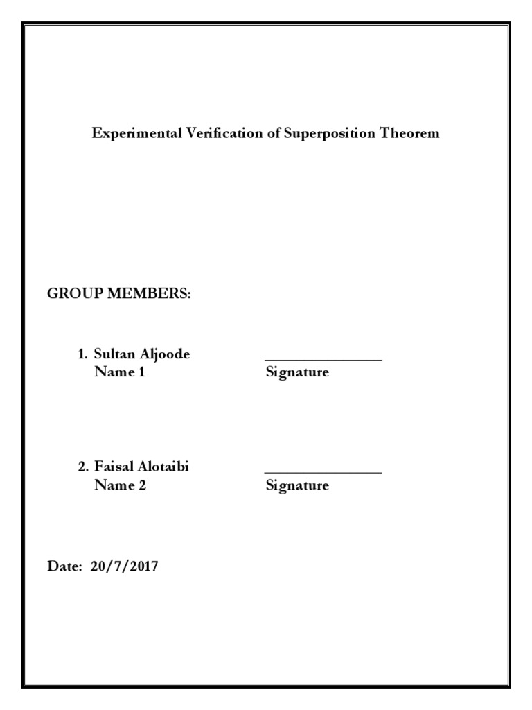 Experimental Verification of Superposition Theorem | PDF | Electrical ...