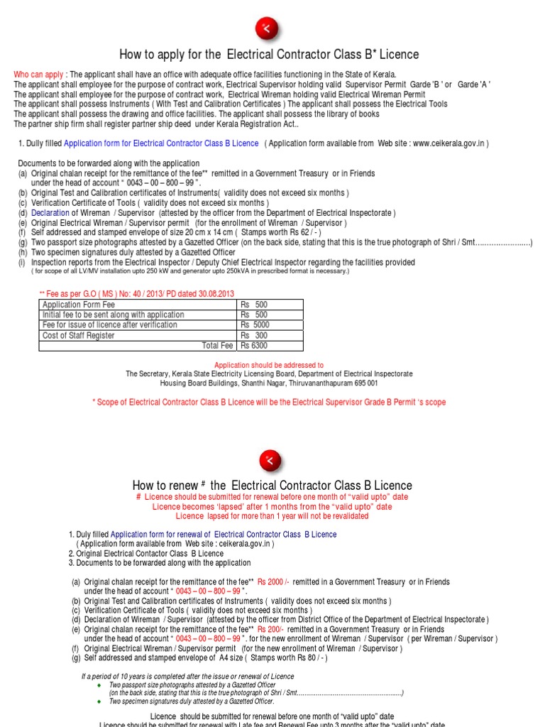 How To Apply For The Electrical Contractor Class B Licence | PDF ...