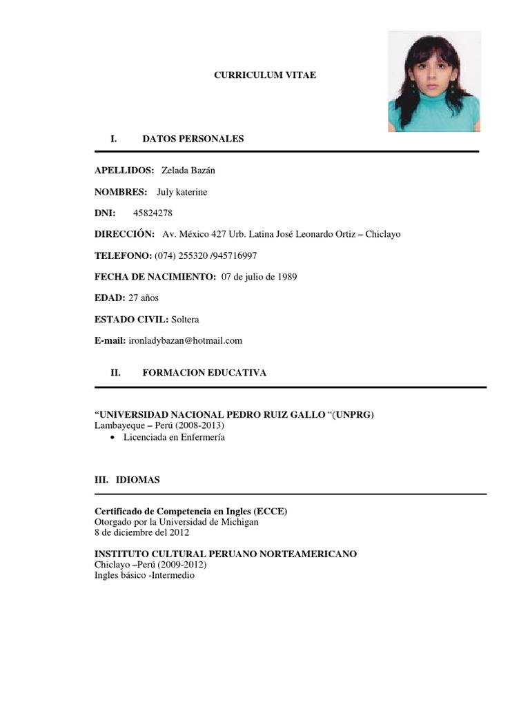 CV JK | PDF | Enfermería | Perú