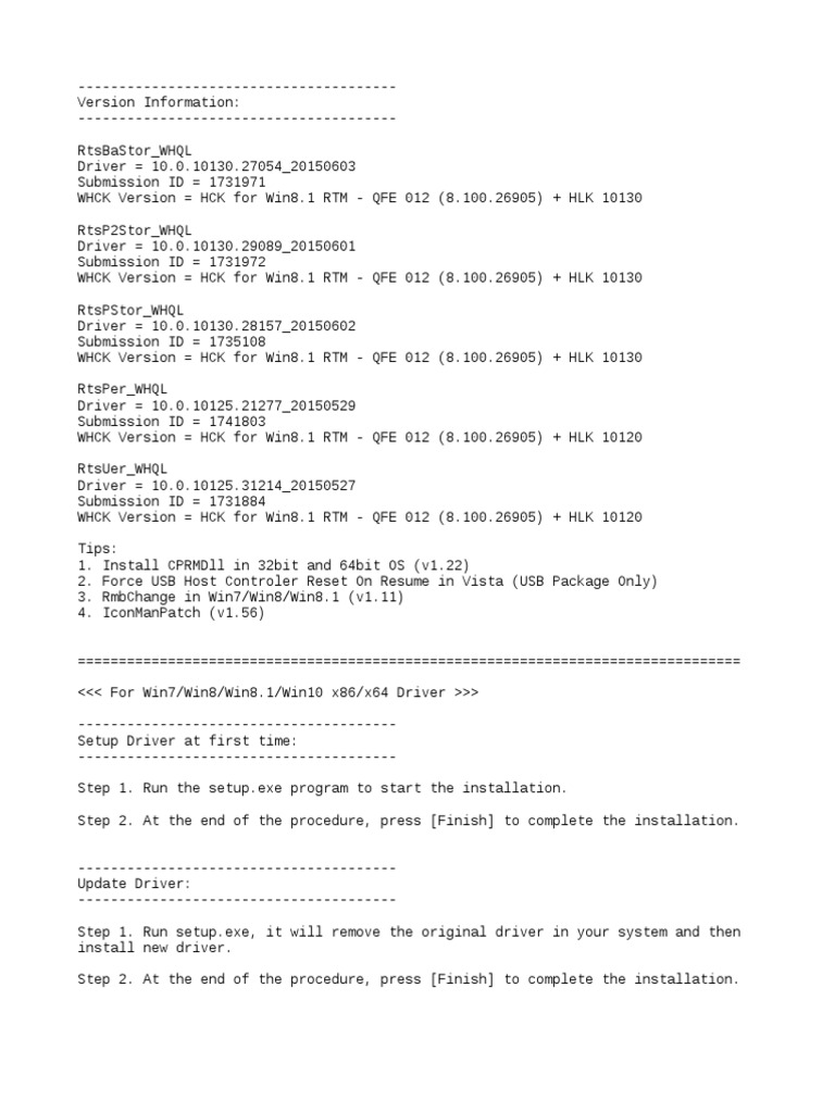 readme.txt | Windows 8.1 | Device Driver