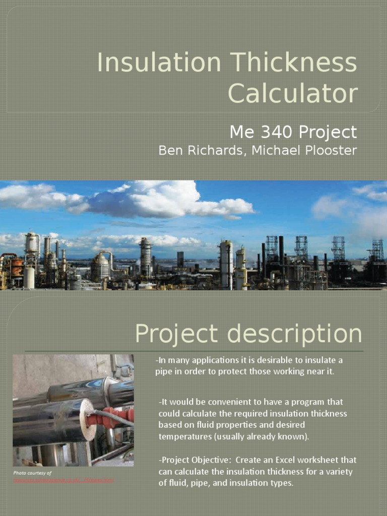 Insulation Thickness Calculator: Me 340 Project | PDF