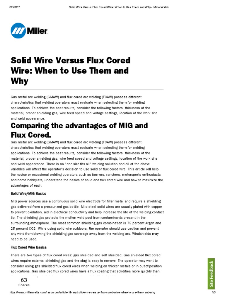 Solid Wire Versus Flux Cored Wire - When To Use Them and Why ...