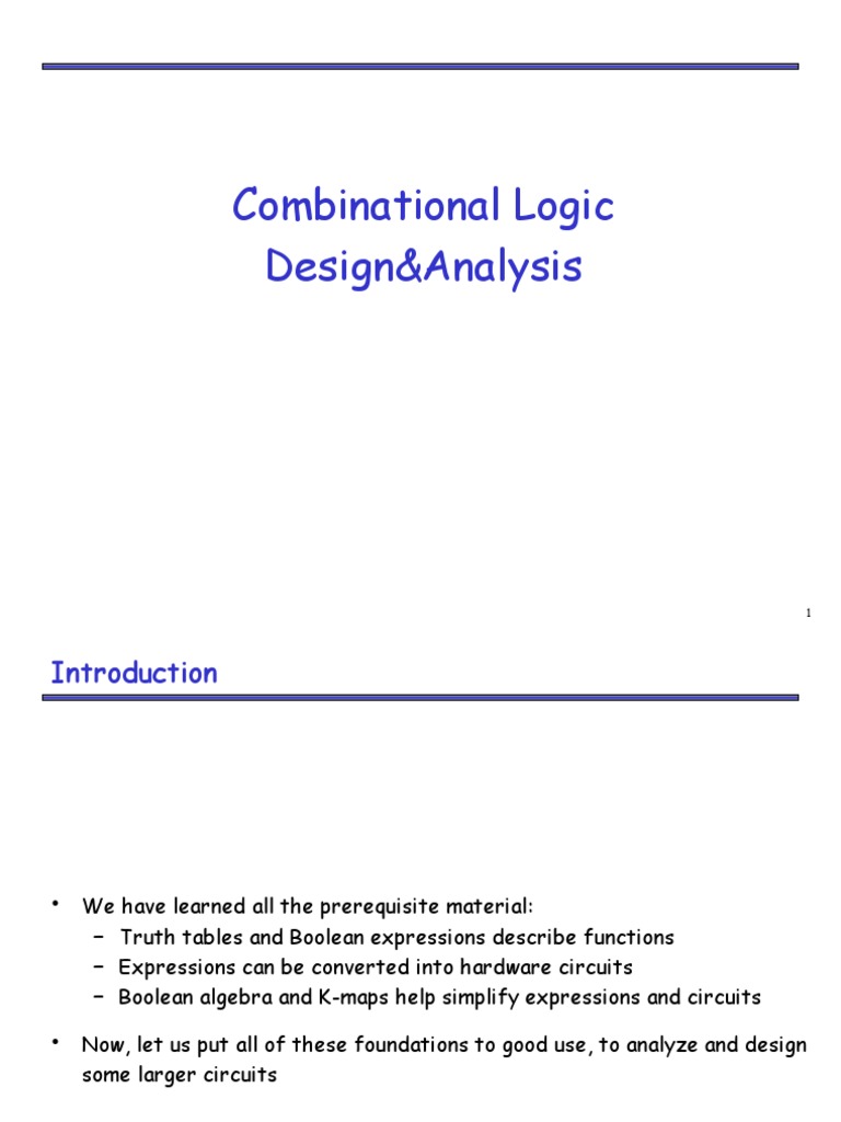 Combinational Logic Design&Analysis | PDF | Boolean Algebra | Teaching Mathematics