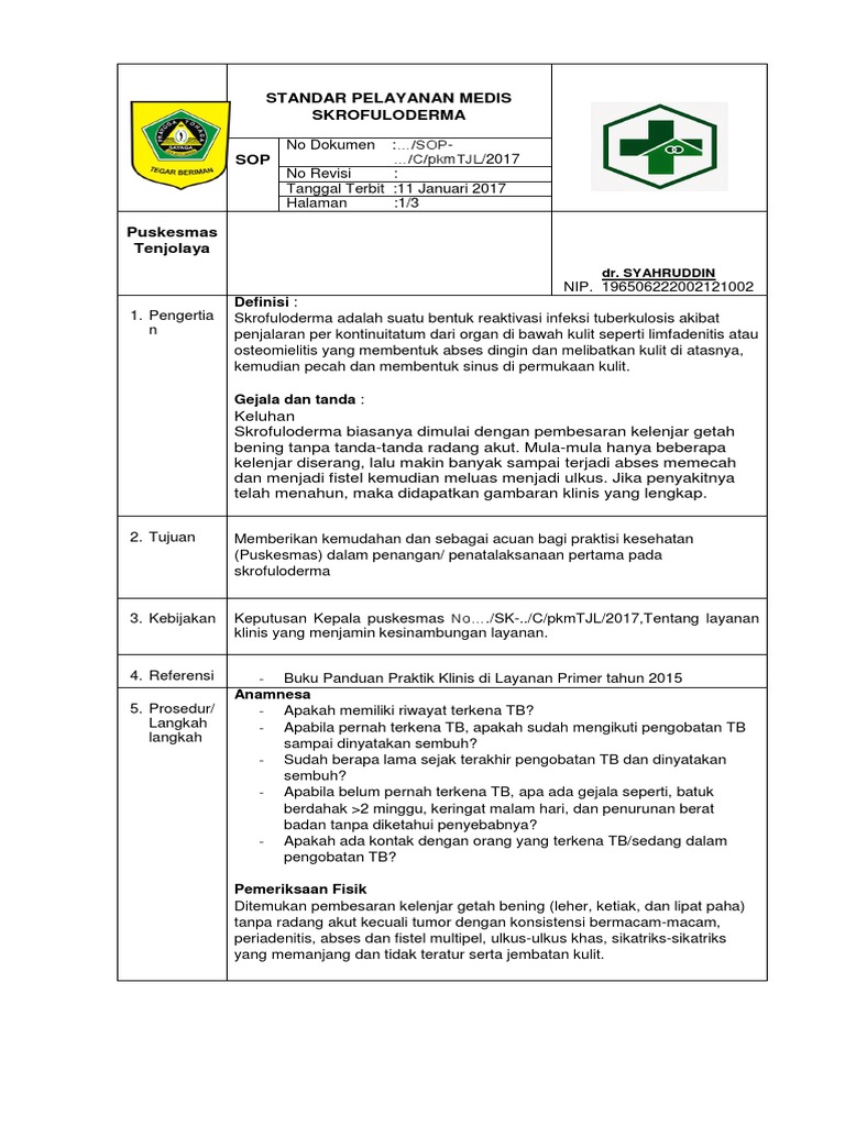 SOP Skrofuloderma Puskesmas | PDF