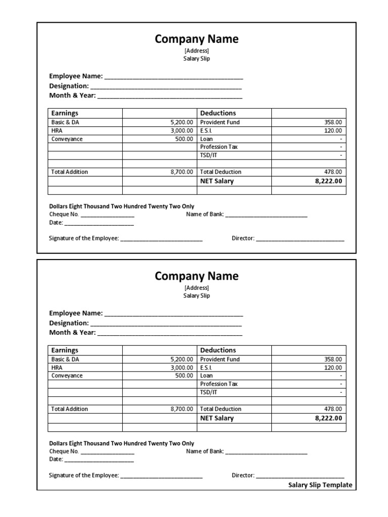 Salary Slip Template for Employees | PDF | Government Finances | Taxes