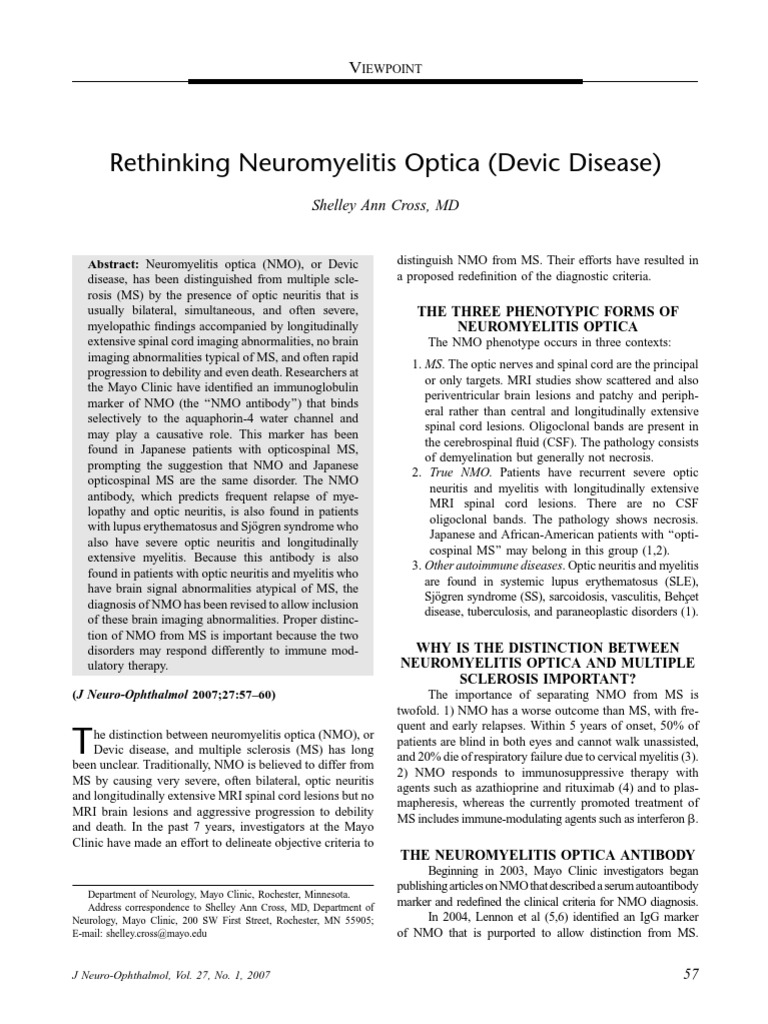 Rethinking Neuromyelitis Optica Devic Disease .14 | PDF | Multiple Sclerosis | Autoimmune Disease
