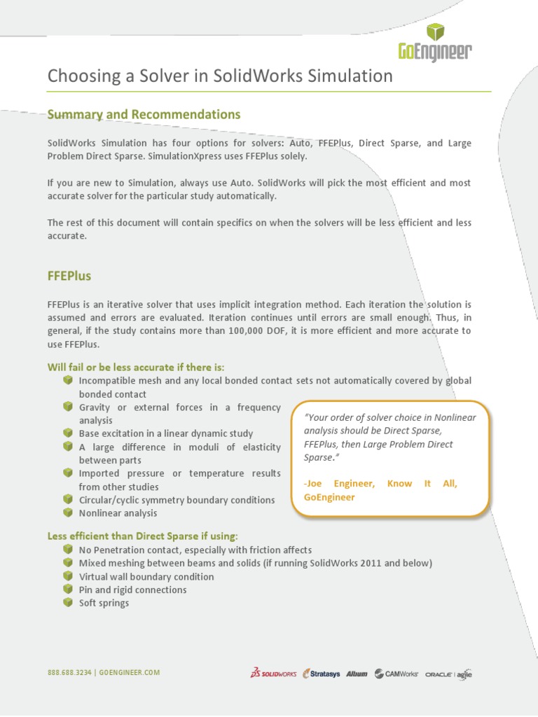 Solidworks Simulation Solver PDF | Download Free PDF | Nonlinear System ...