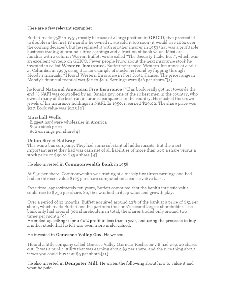 Here Are A Few Relevant Examples | PDF | Warren Buffett | Investing