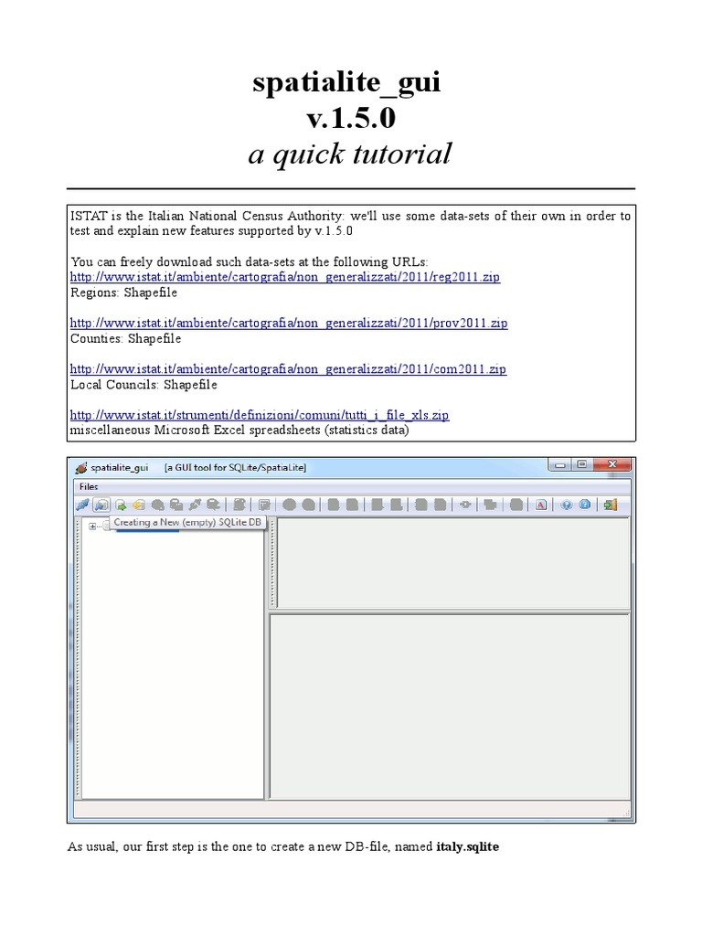 Spatialite Gui-1.5.0 | PDF | Microsoft Excel | Data Spatialite Gui-1.5.0 | PDF | Microsoft Excel | Data
