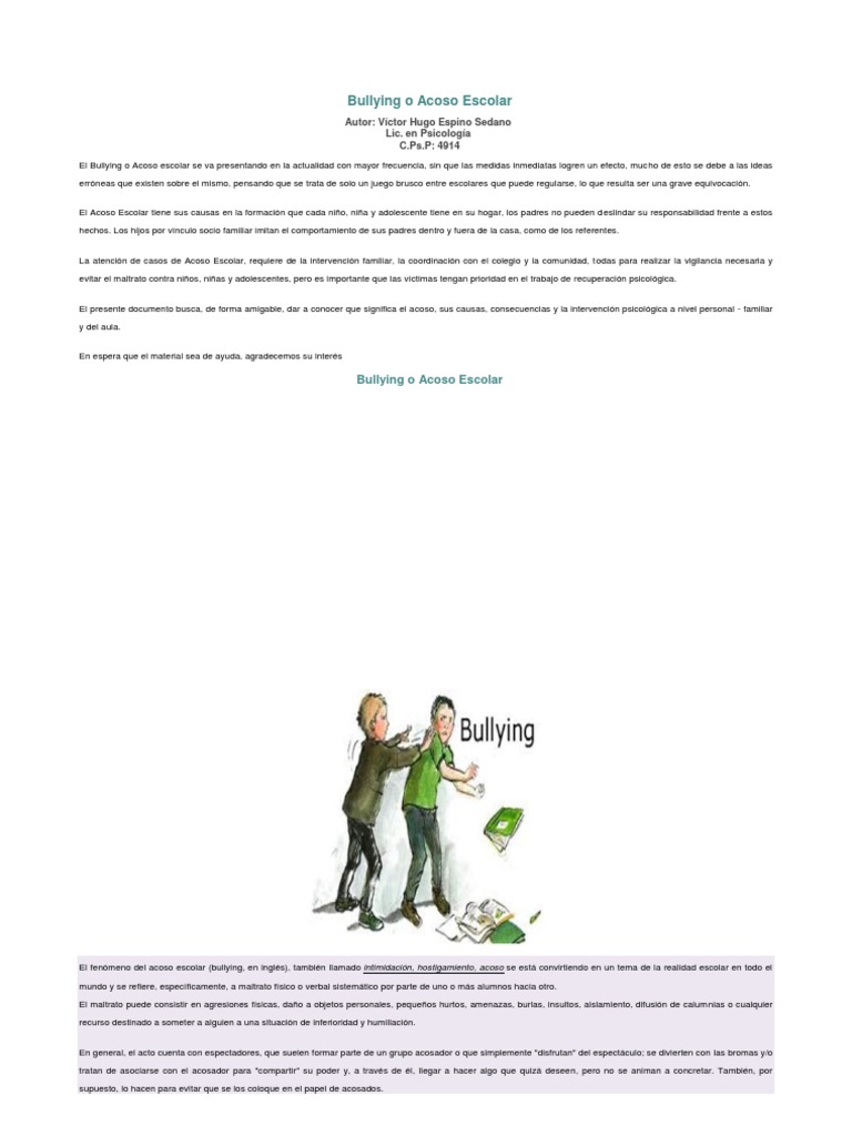 Bullying o Acoso Escolar | PDF | Conflicto (proceso) | Sicología