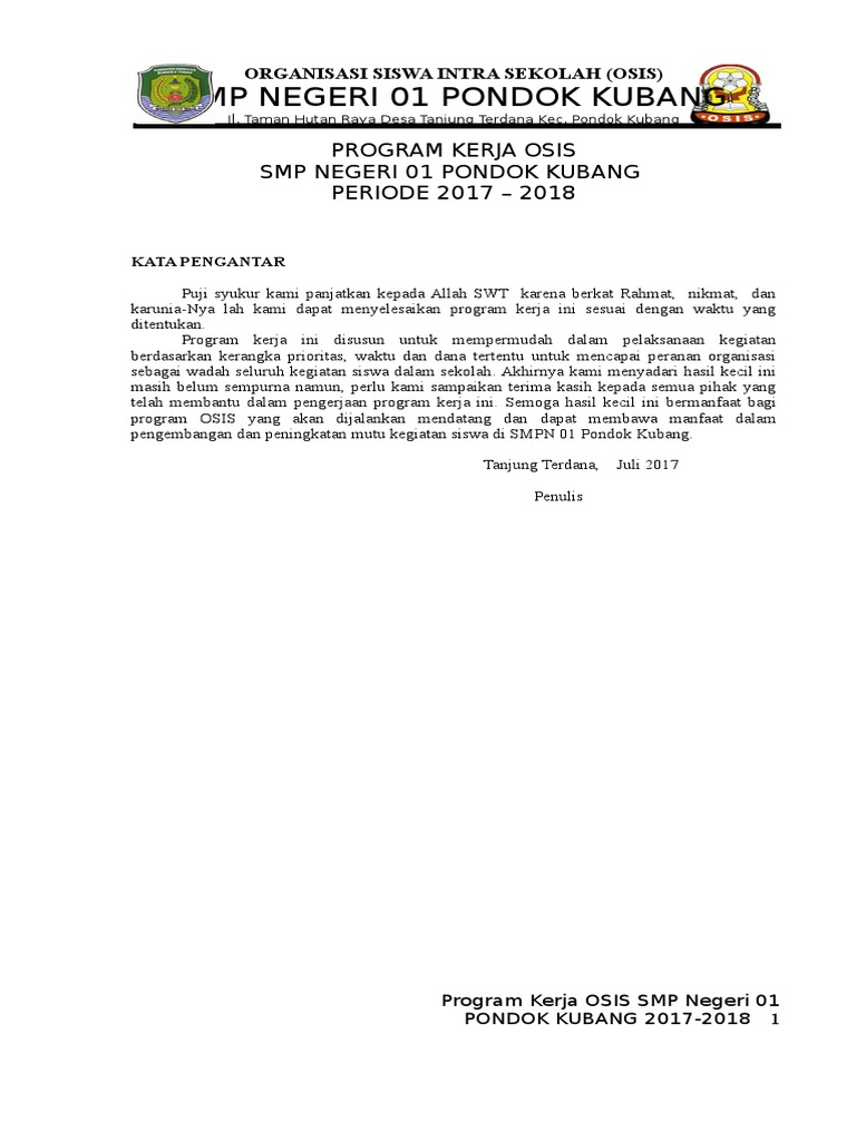 Program Kerja-Osis SMP | PDF