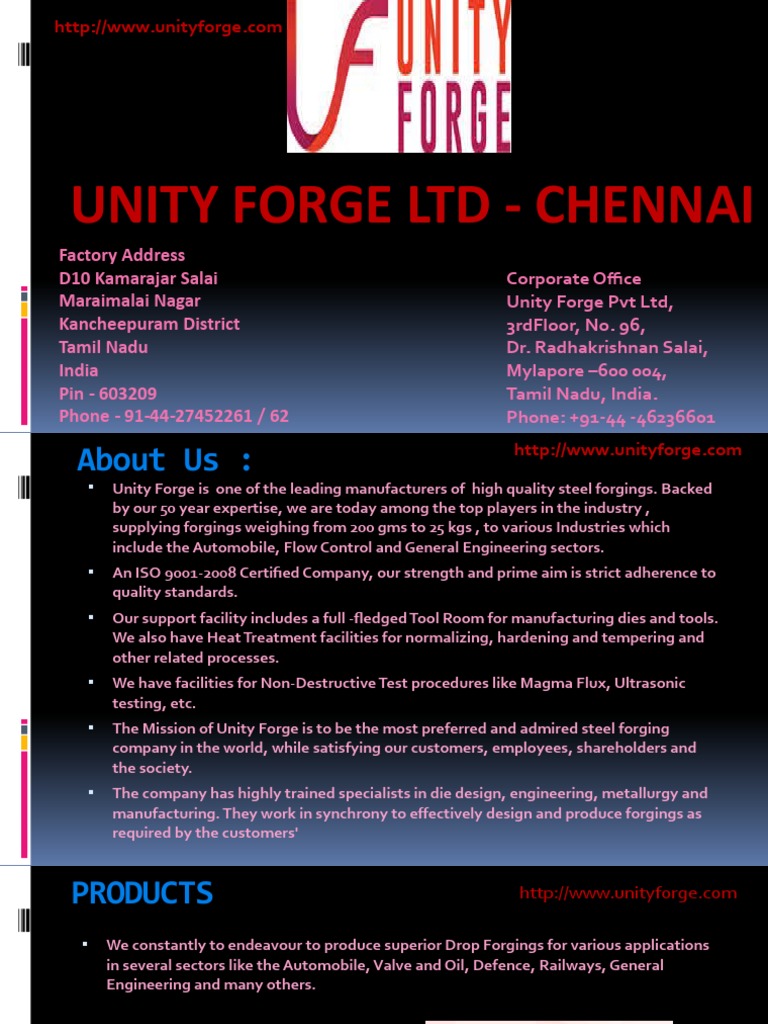 Unity Forge LTD Chennai | PDF | Forging | Valve