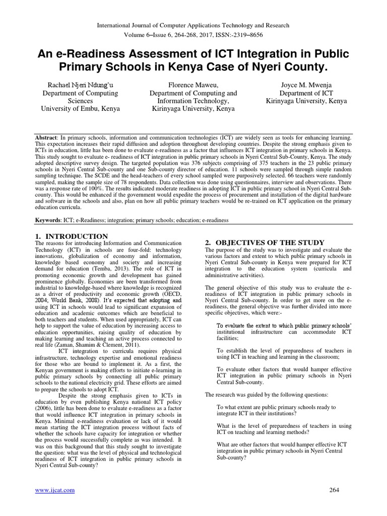 An E-Readiness Assessment of ICT Integration in Public Primary Schools ...