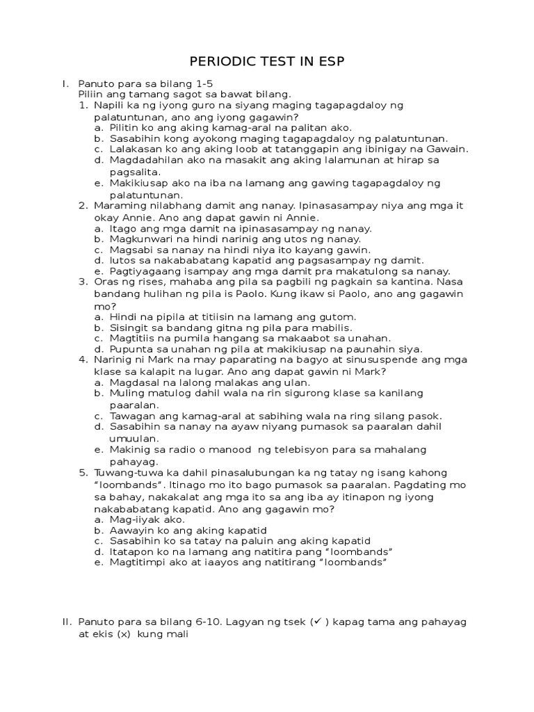 Periodic Test in Esp | PDF