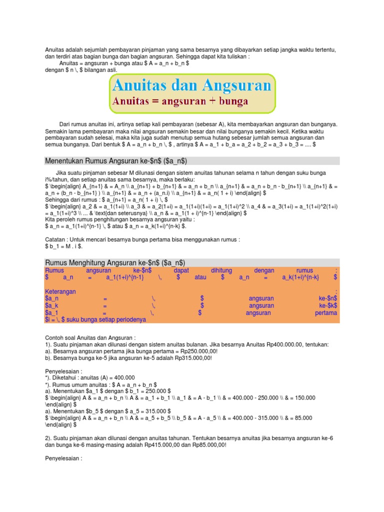 21+ Contoh Soal Tabel Rencana Pelunasan Anuitas - Contoh Soal Terbaru