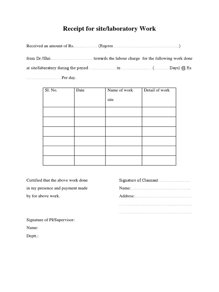 Receipt For Workmanship | PDF