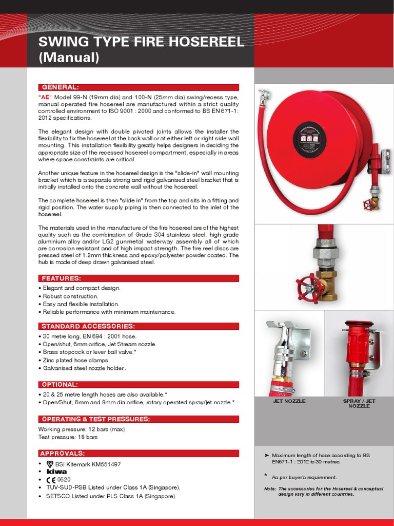Swing Type Manual Fire Hosereel | PDF | Galvanization | Nozzle