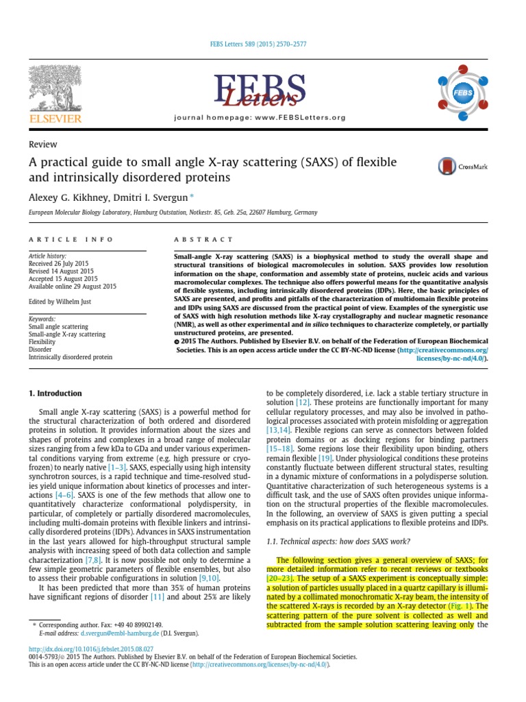 SAXS Guide for Flexible Proteins | PDF | Protein Structure | Proteins