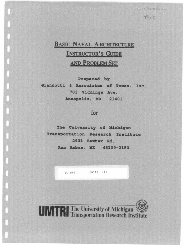 Basic Naval Architecture Instructors Guide and Problem Set PDF | PDF ...