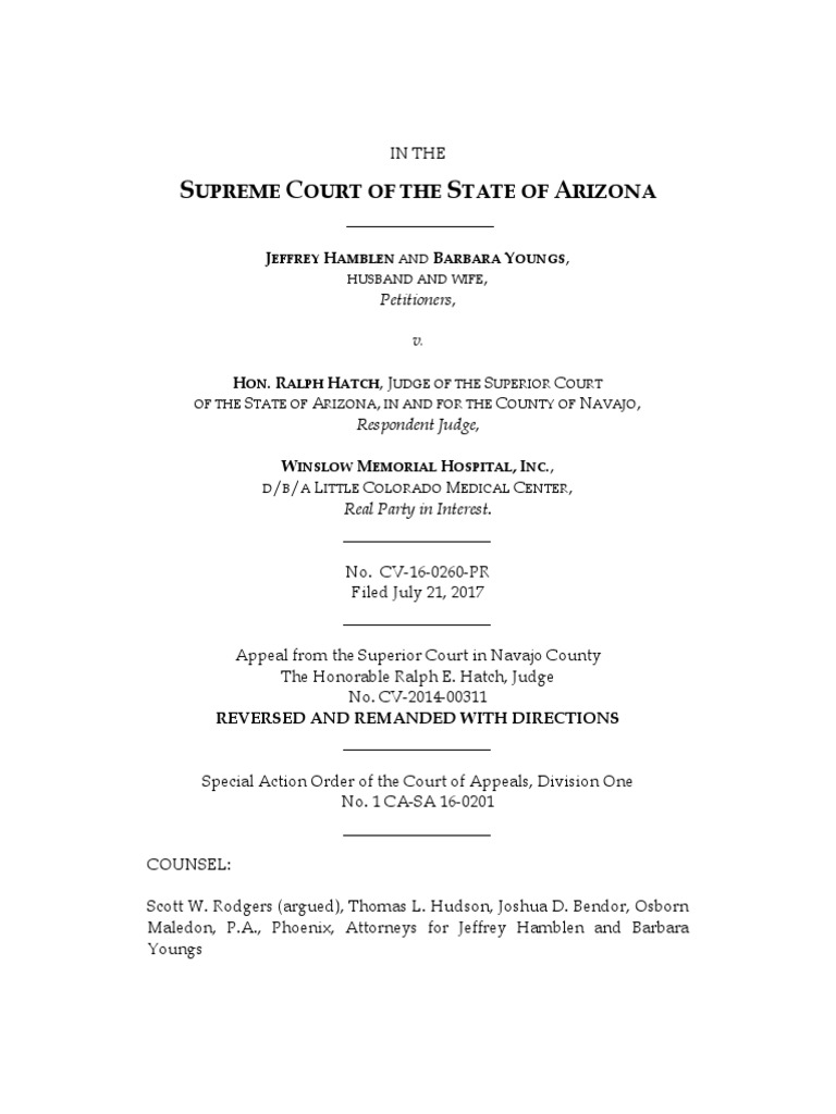 Arizona Supreme Court: Hamblen v. Hatch | PDF | Arbitration | Lawsuit