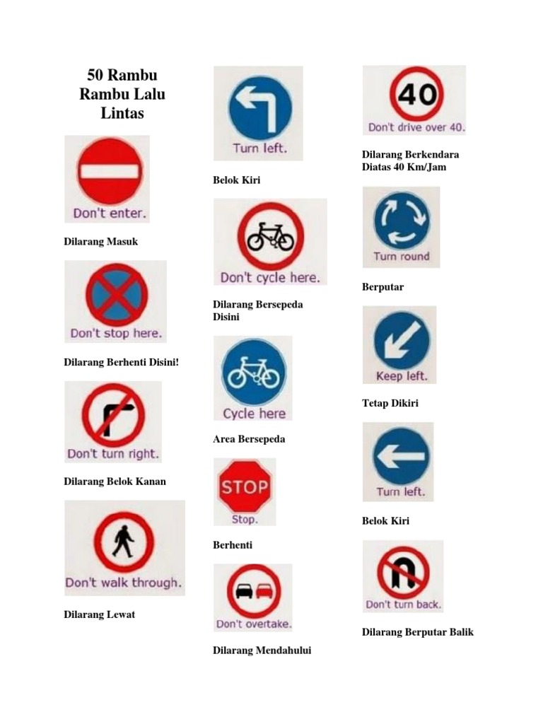 50 Rambu Rambu Lalu Lintas | PDF