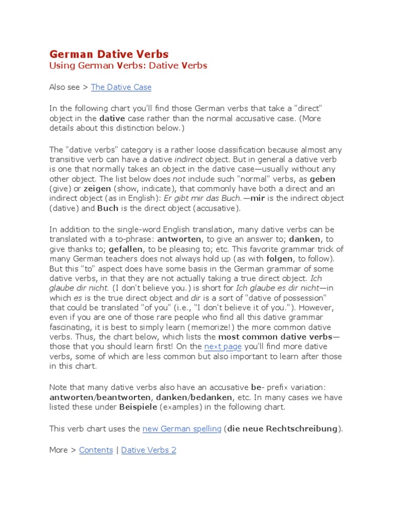 German Dative Verbs | PDF | Object (Grammar) | Onomastics