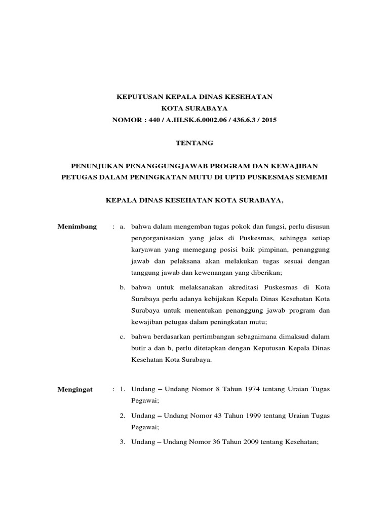 SK Penunjukan PJ Program (III) FIX BENAR | PDF