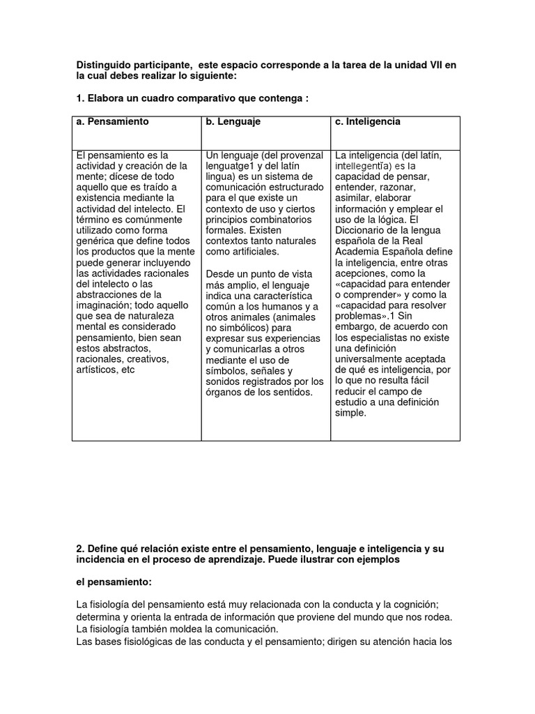 Tarea 7 de Psicologia General 1 | PDF | Cerebro | Comprensión