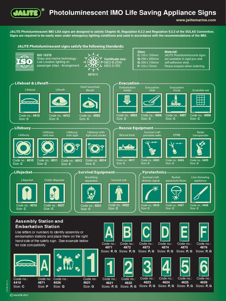 IMO Life Saving Appliance Signs 01 | Water Transport | Ships