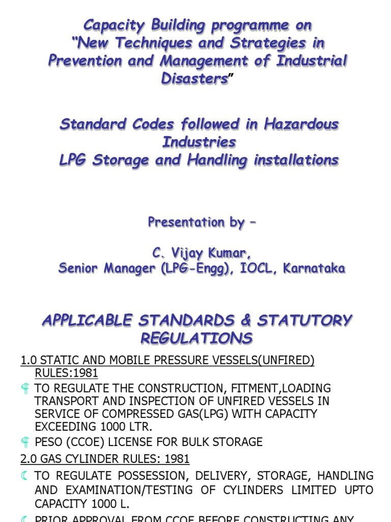 Standard Codes Followed in LPG Industries | PDF | Liquefied Petroleum ...