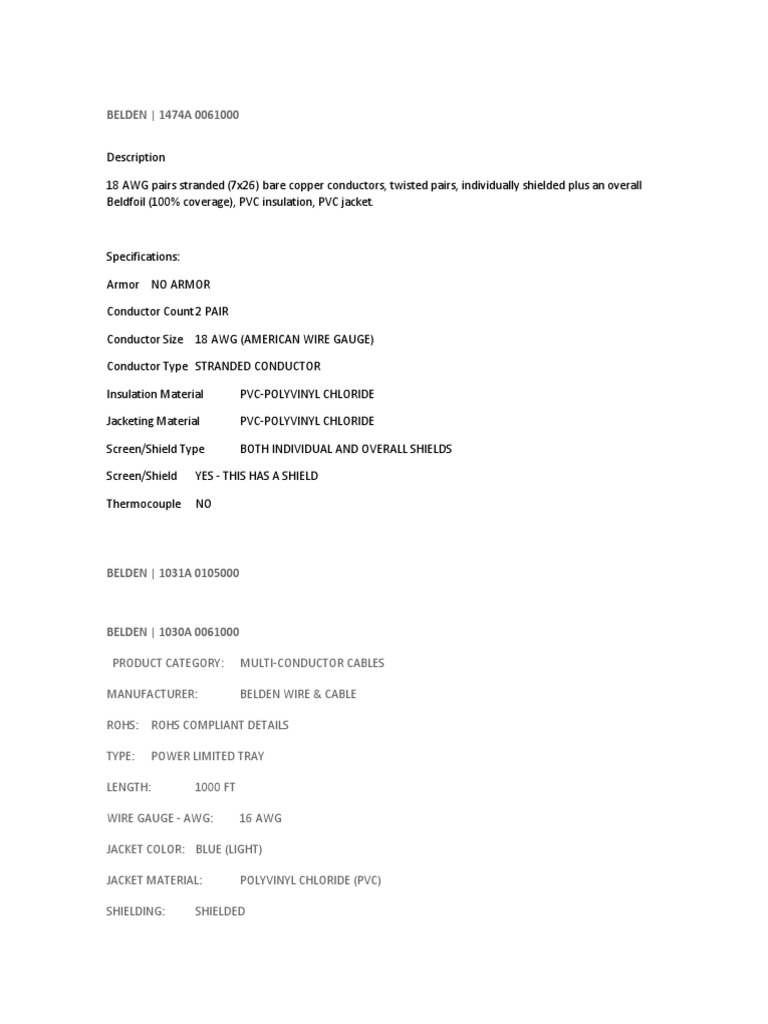 Belden - 1474a 0061000 | PDF | Technology & Engineering