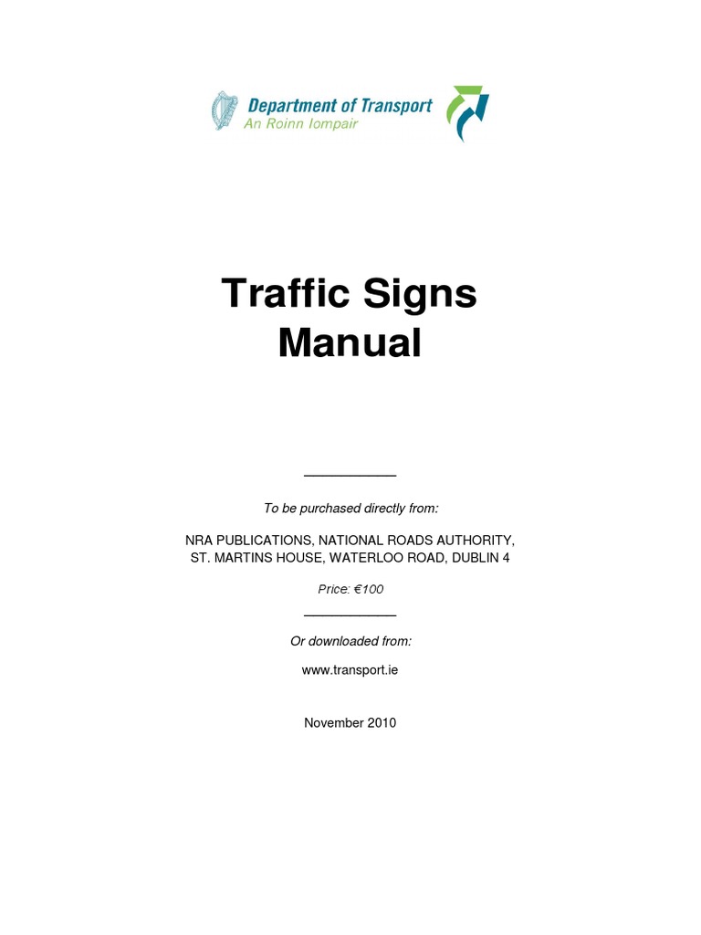 Traffic Signs Manual 2010 Chapter 1 Introduction and Sign Location PDF ...