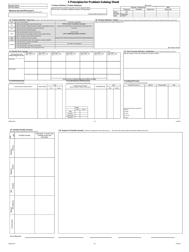 Line 3 Conveyor VFD Short 5P-Problem-Solving-Form | PDF | Cognition ...