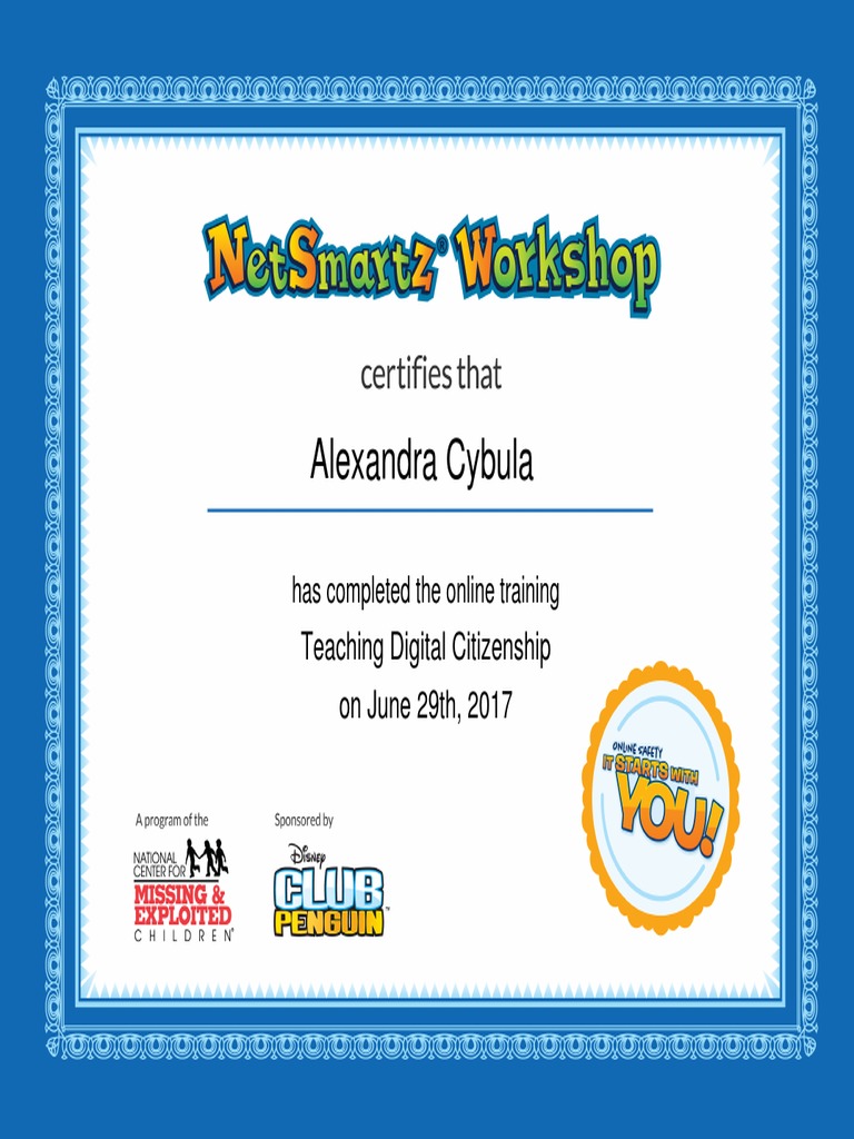 Netsmartz Workshop Certificate | PDF