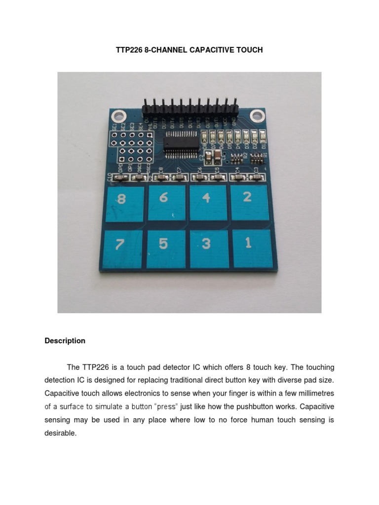 TTP226 Capacitive Touch Sensor Guide | PDF | Arduino | Computer Hardware