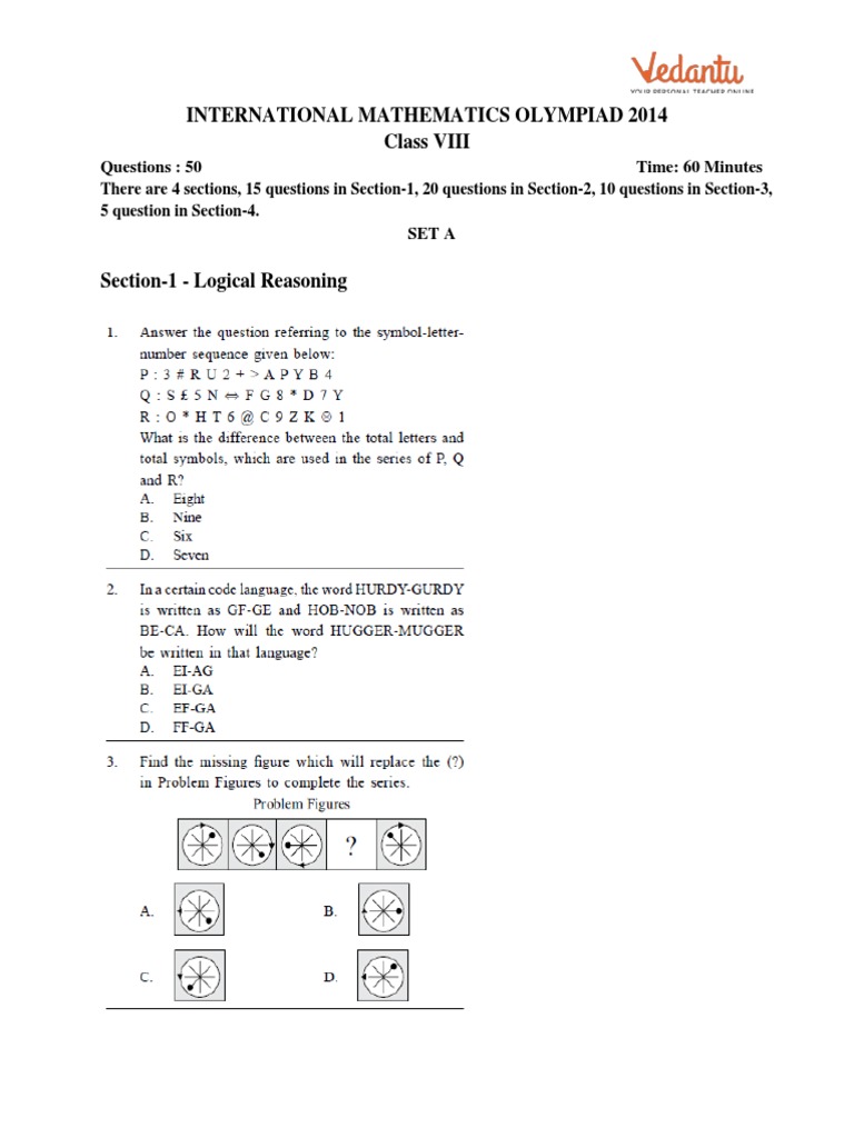 International Mathematics Olympiad 2014 Question Paper Class8 | PDF