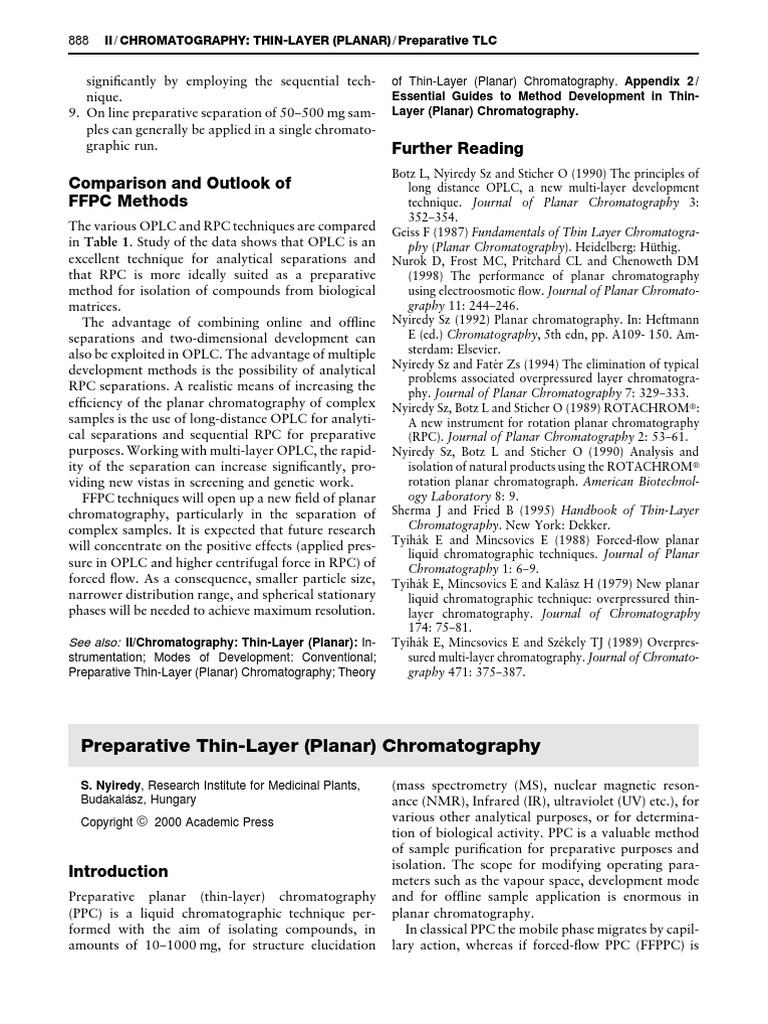 Preparative Thin-Layer (Planar) Chromatography | PDF | Chromatography | Thin Layer Chromatography