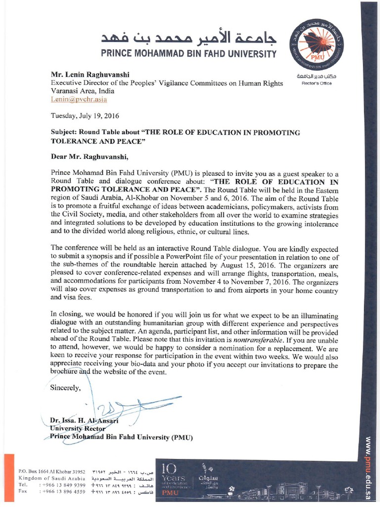 Round Table Invitation Letter-Mr. Lenin Raghuvanshi