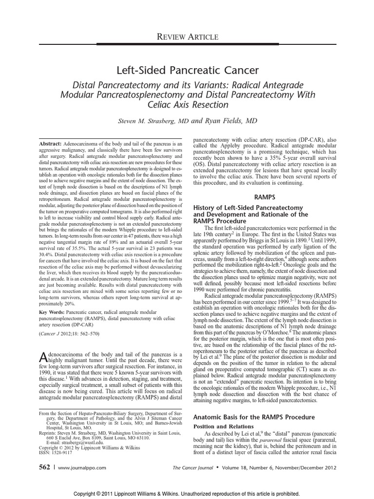 Appleby Operation | PDF | Pancreas | Pancreatic Cancer