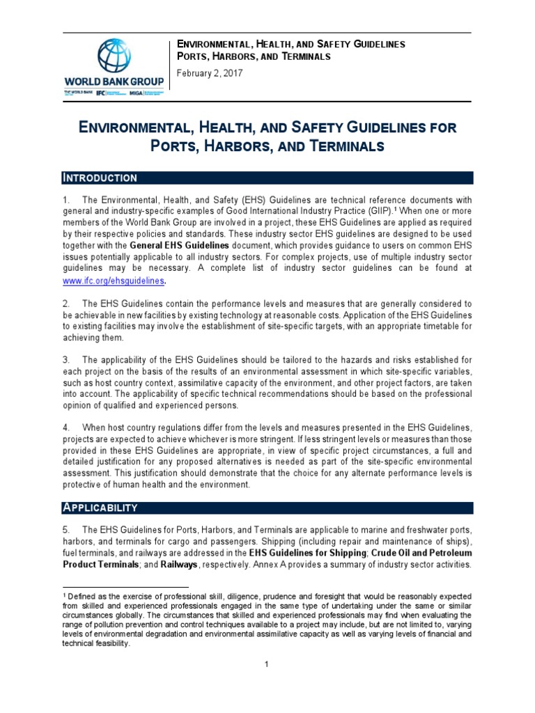 20170201-FINAL EHS+Guidelines+for+Ports+Harbors+and+Terminals PDF | PDF