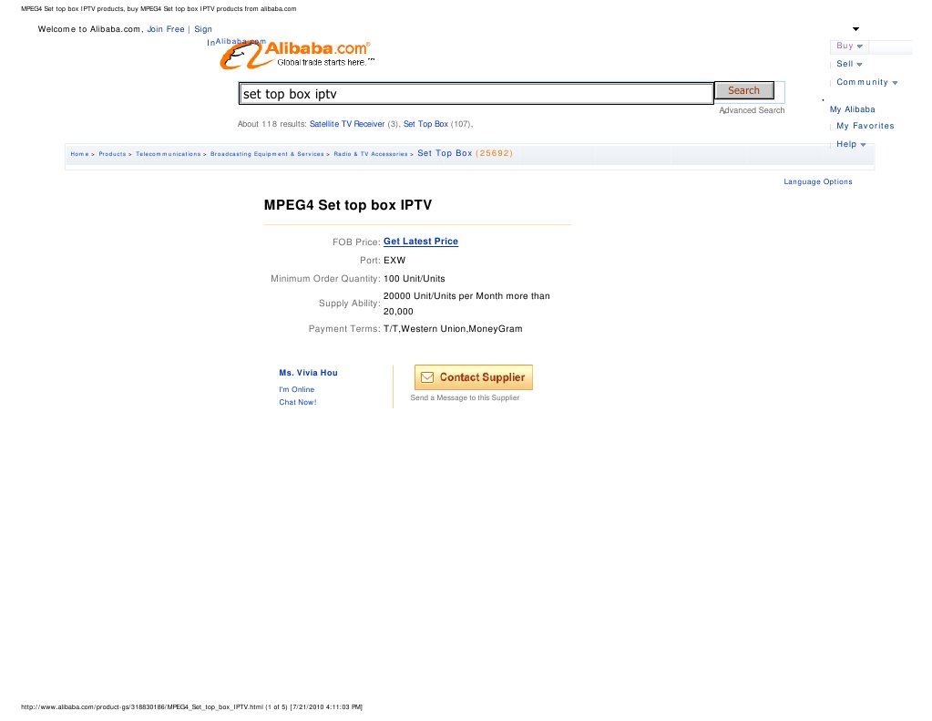 MPEG4 Set Top Box IPTV Products | PDF | Alibaba Group | Set Top Box