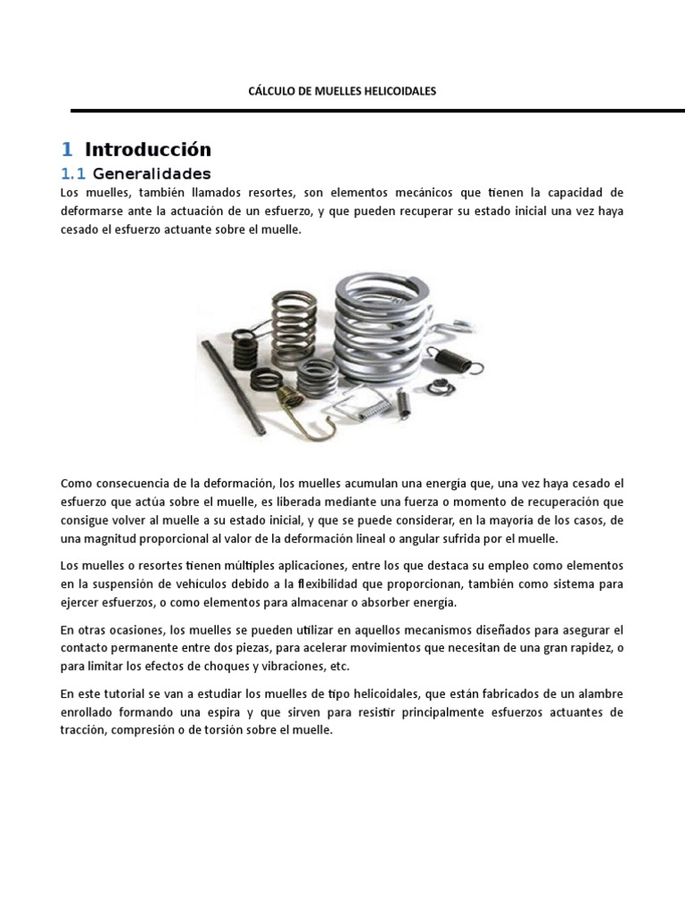 Cálculo de Muelles Helicoidales | PDF | Elasticidad (Física) | Estrés ...