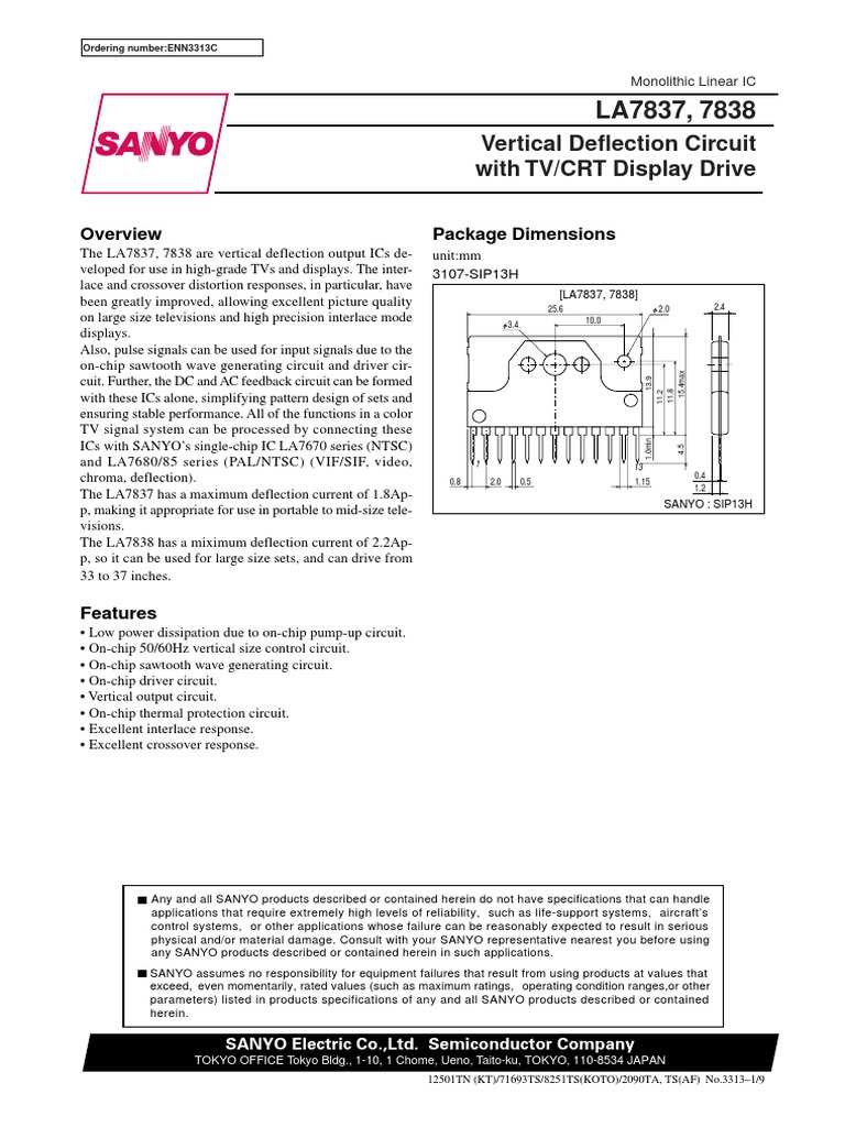 LA7837, 7838 Vertical Deflection IC | PDF