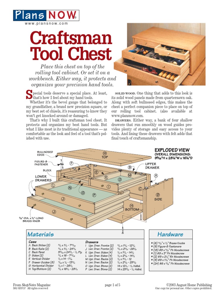 3 Tool Chest Top | PDF | Screw | Woodworking