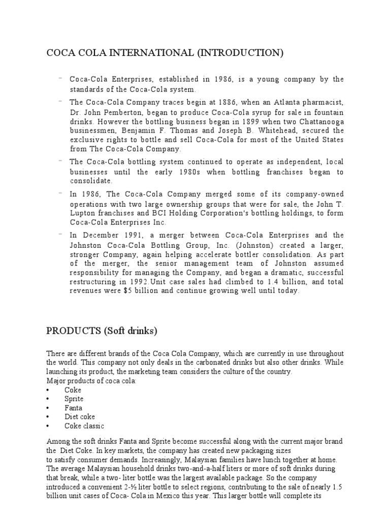 Coca Cola International (Introduction) | PDF | Coca Cola | The Coca ...